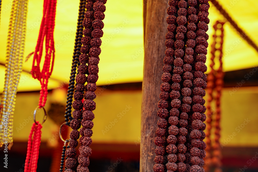 Rudraksh mala (Rosary) Beads, seed. Rudraksh Chain Typically used by ...