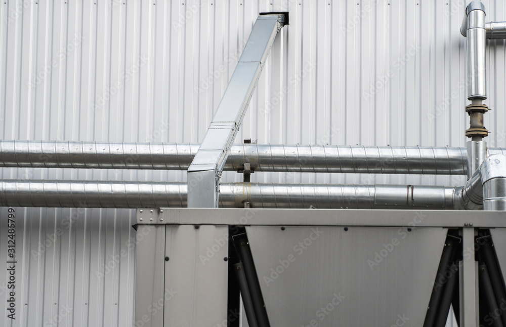 Air vent ducts of air conditioning and ventilation system on the wall ...