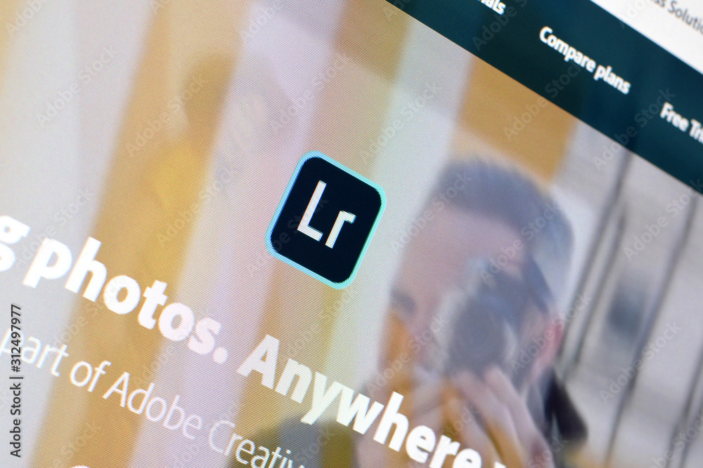 Web page of adobe lightroom product on official website on the display ...