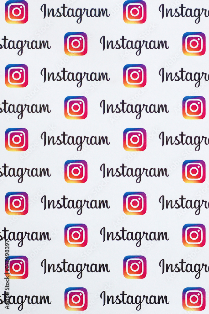 Instagram pattern printed on paper with small instagram logos and ...