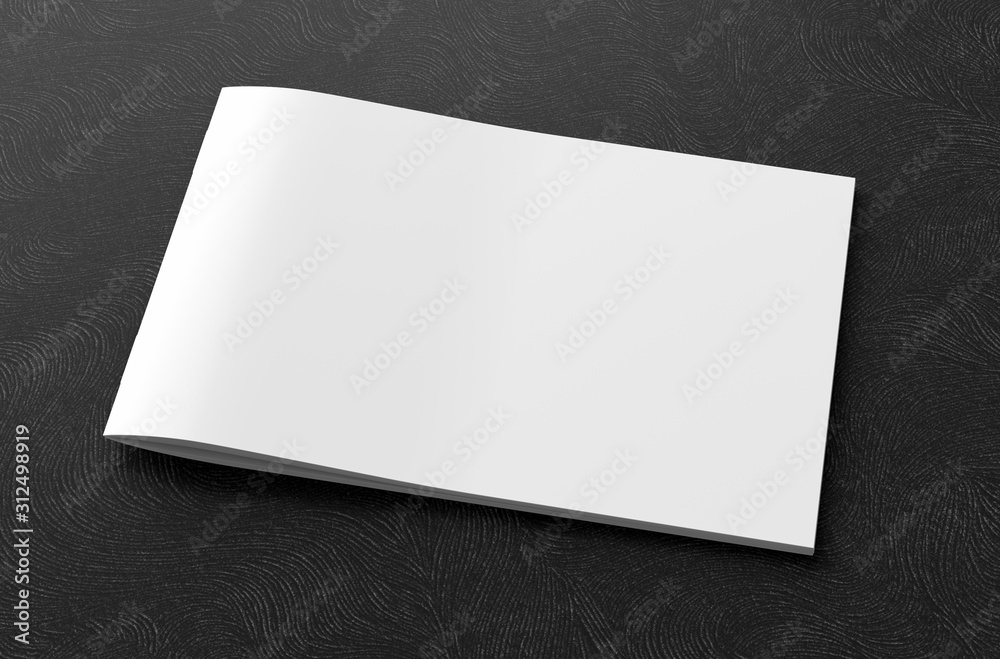 Horizontal brochure or booklet cover mock up on black background ...