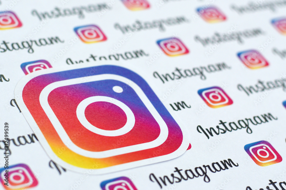 Instagram pattern printed on paper with small instagram logos and ...