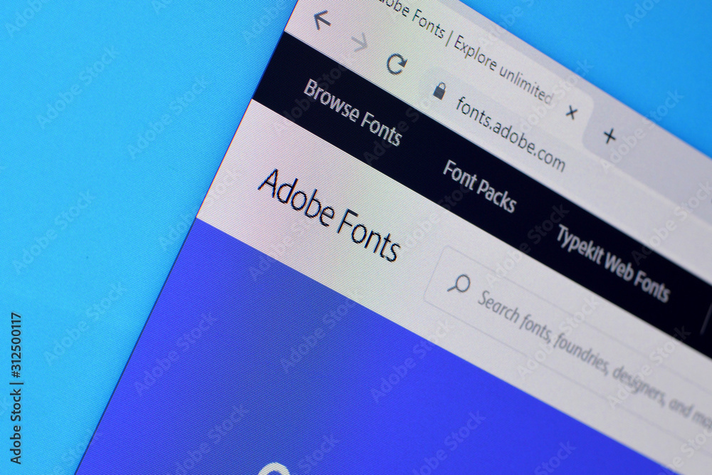 Web page of adobe fonts product on official website on the display of ...