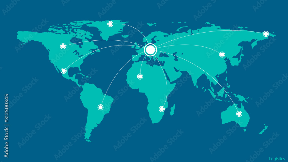 Global Logistics Network. World map Stock Illustration | Adobe Stock