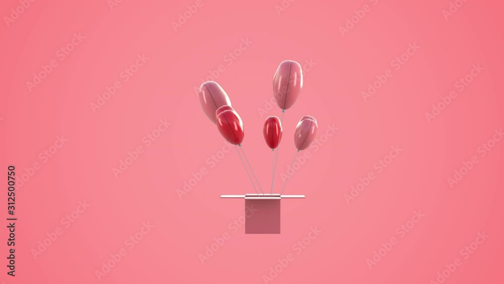 Vidéo Stock 3d animation render of floating box and balloon for ...