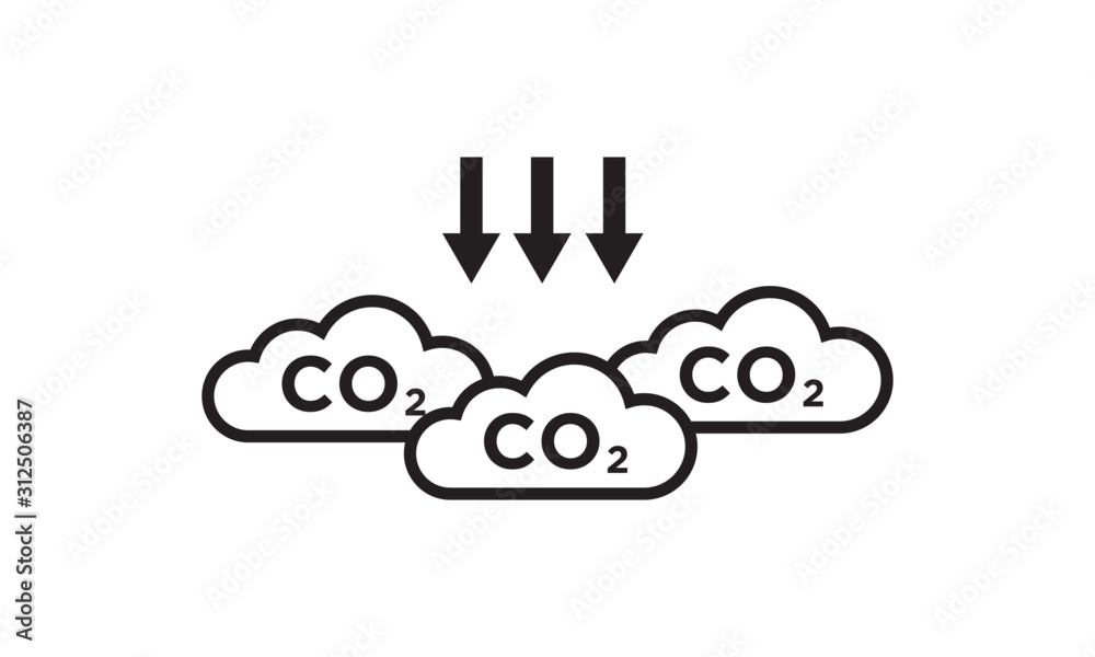 CO2 carbon emissions reduction icon design. vector illustration Stock ...