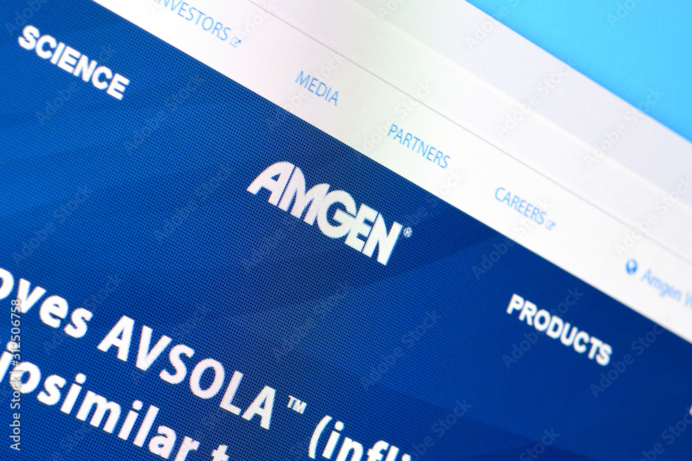Homepage of amgen website on the display of PC, url - amgen.com. Stock ...