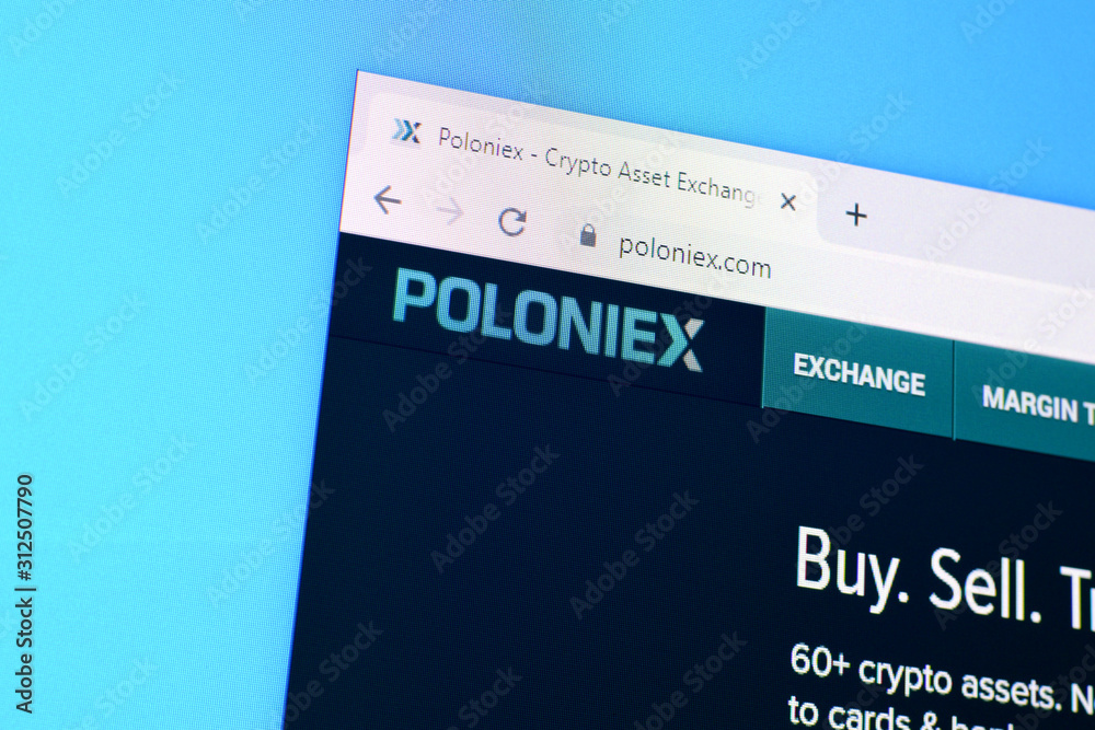 Homepage of poloniex website on the display of PC, url - poloniex.com. Stock Photo | Adobe Stock