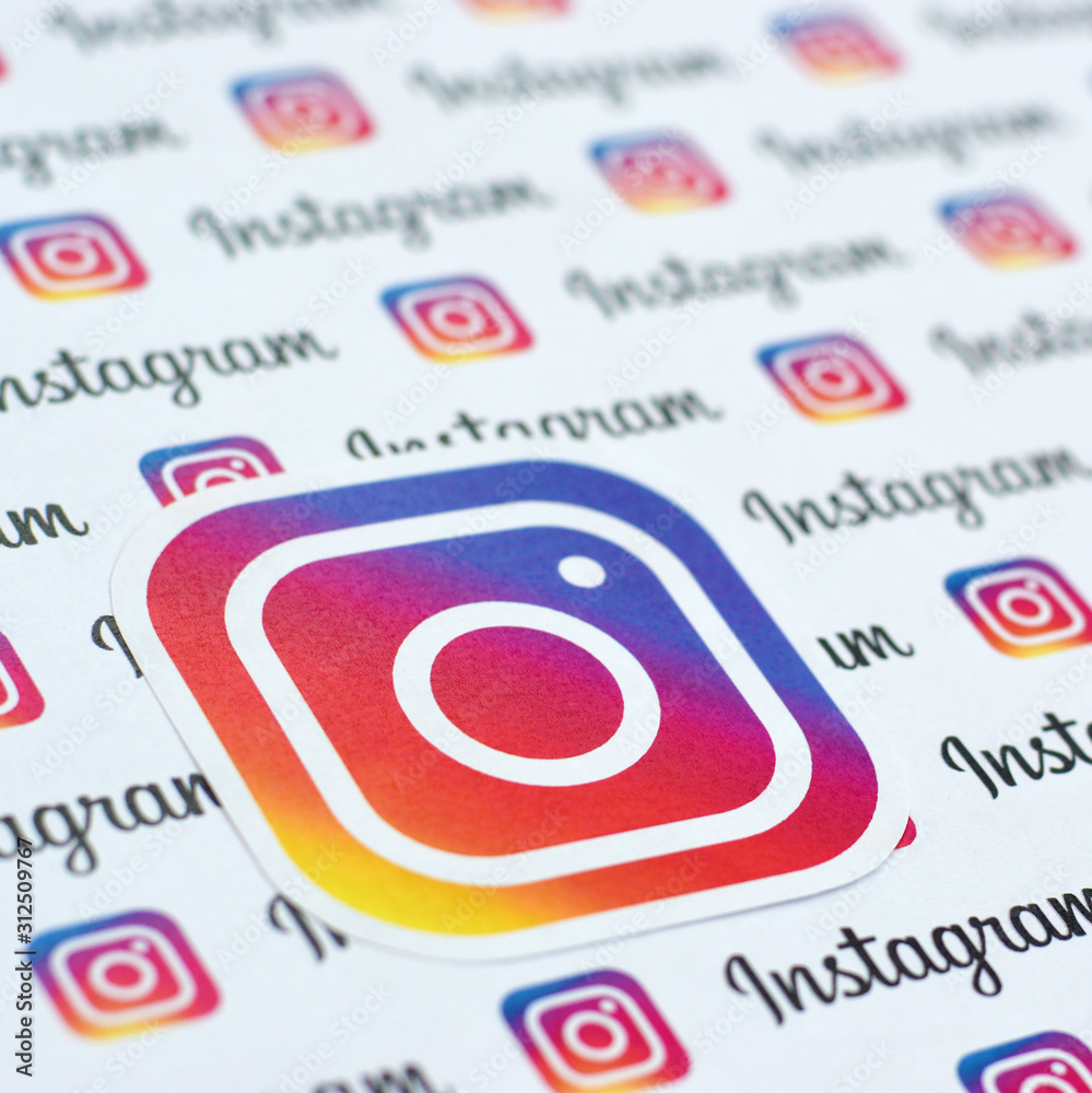 Instagram pattern printed on paper with small instagram logos and ...