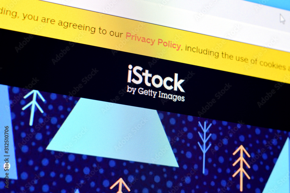 Homepage of istock website on the display of PC, url - istock.com ...