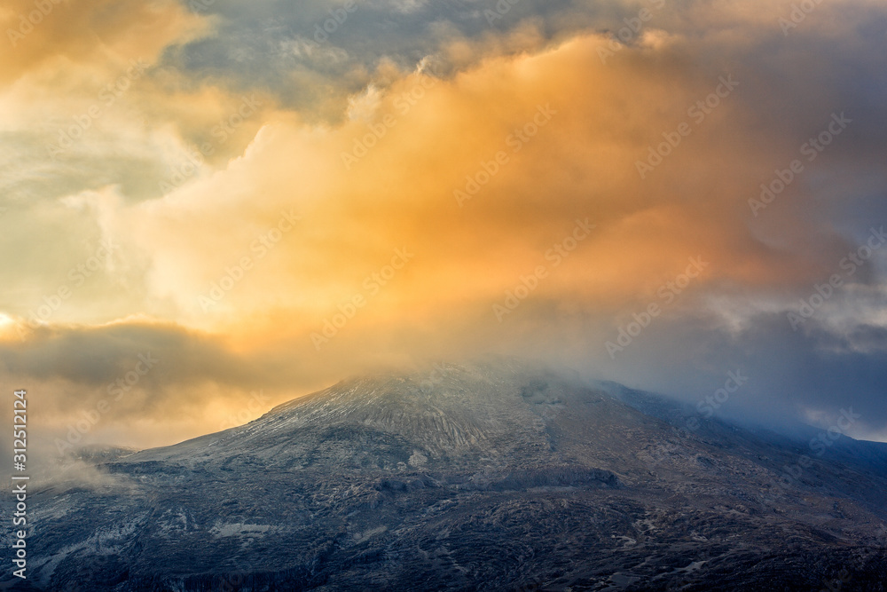 Nevado del Ruiz Volcano eruption, Colombia, high Andes mountains of the ...