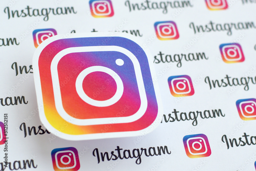 Instagram pattern printed on paper with small instagram logos and ...