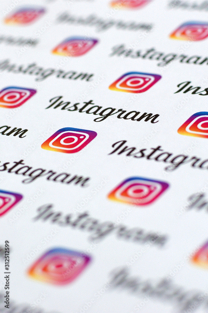 Instagram pattern printed on paper with small instagram logos and ...