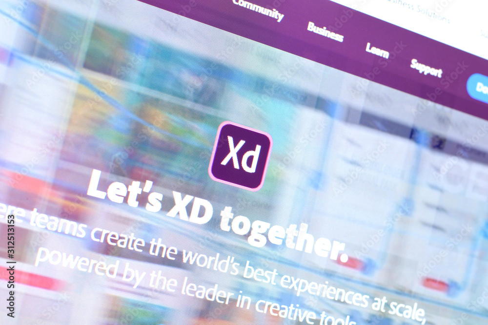 Web page of adobe xd product on official website on the display of PC ...