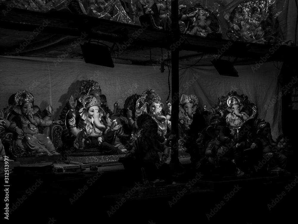 Statue of Lord Ganesha getting ready for Ganesh festival Stock Photo ...