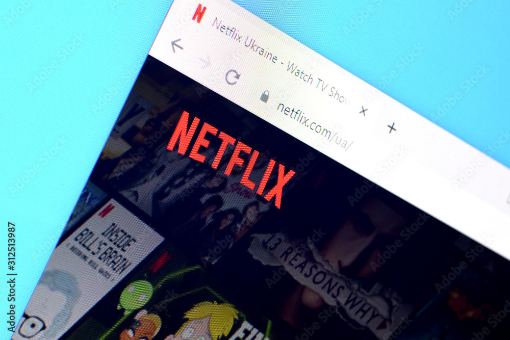 Homepage of netflix website on the display of PC, url - netflix.com ...