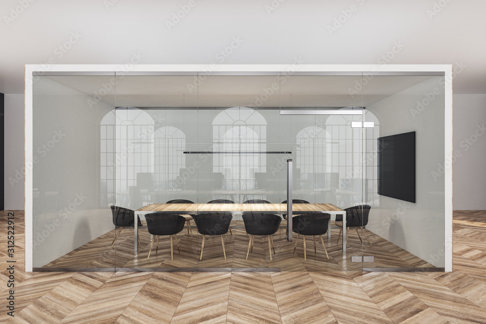 Meeting room interior with plasma screen Stock Photo | Adobe Stock