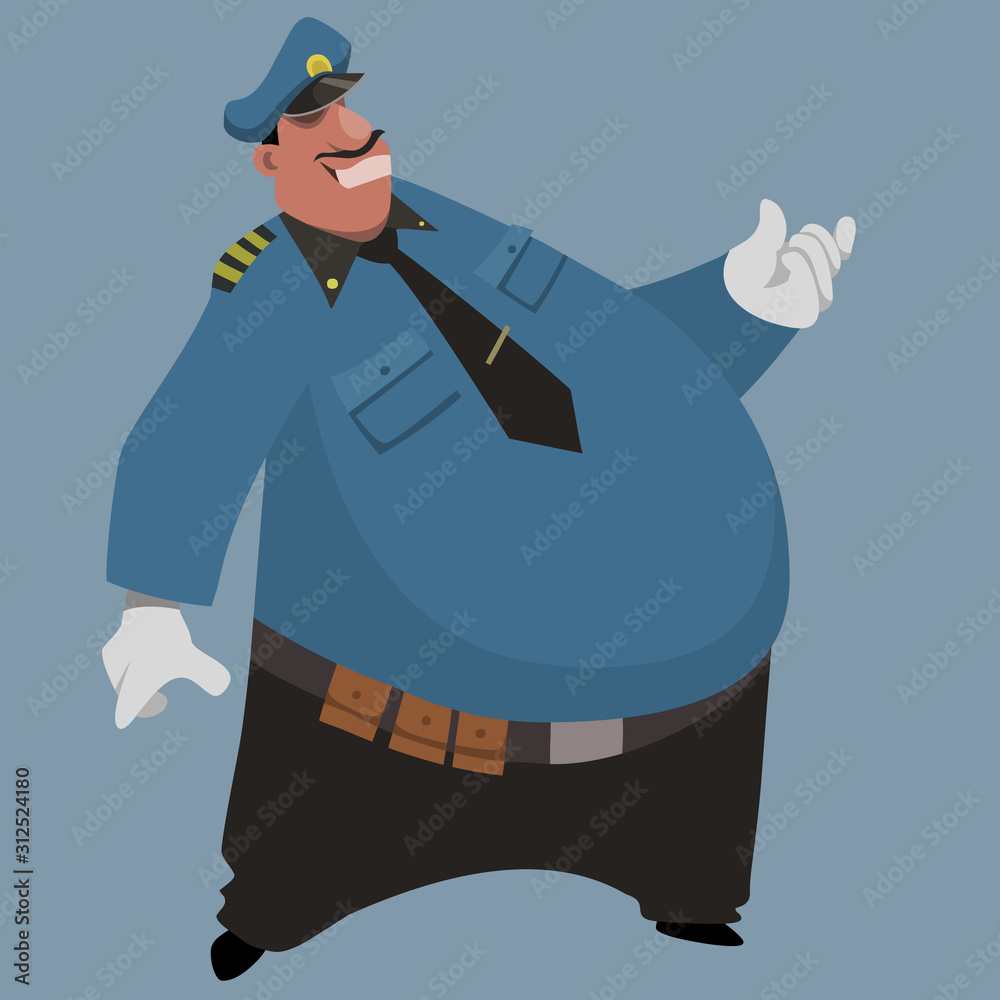 cartoon big and fat smiling man in policeman uniform Stock Vector ...