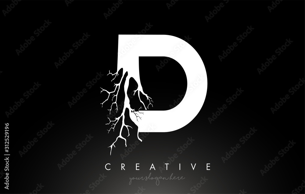 Letter D Design Logo with Creative Tree Branch. D Letter Tree Icon Logo ...