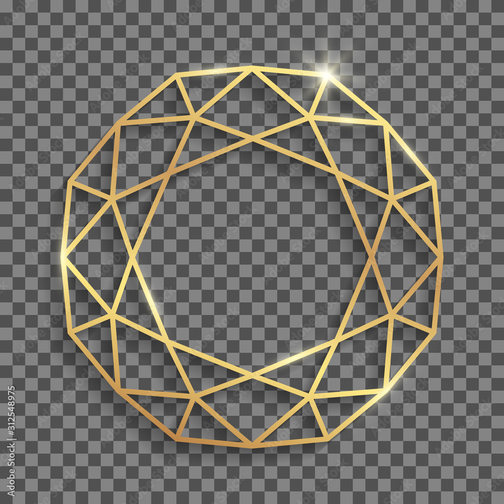 Golden frame in shape of diamond with shadows and highlights isolated ...