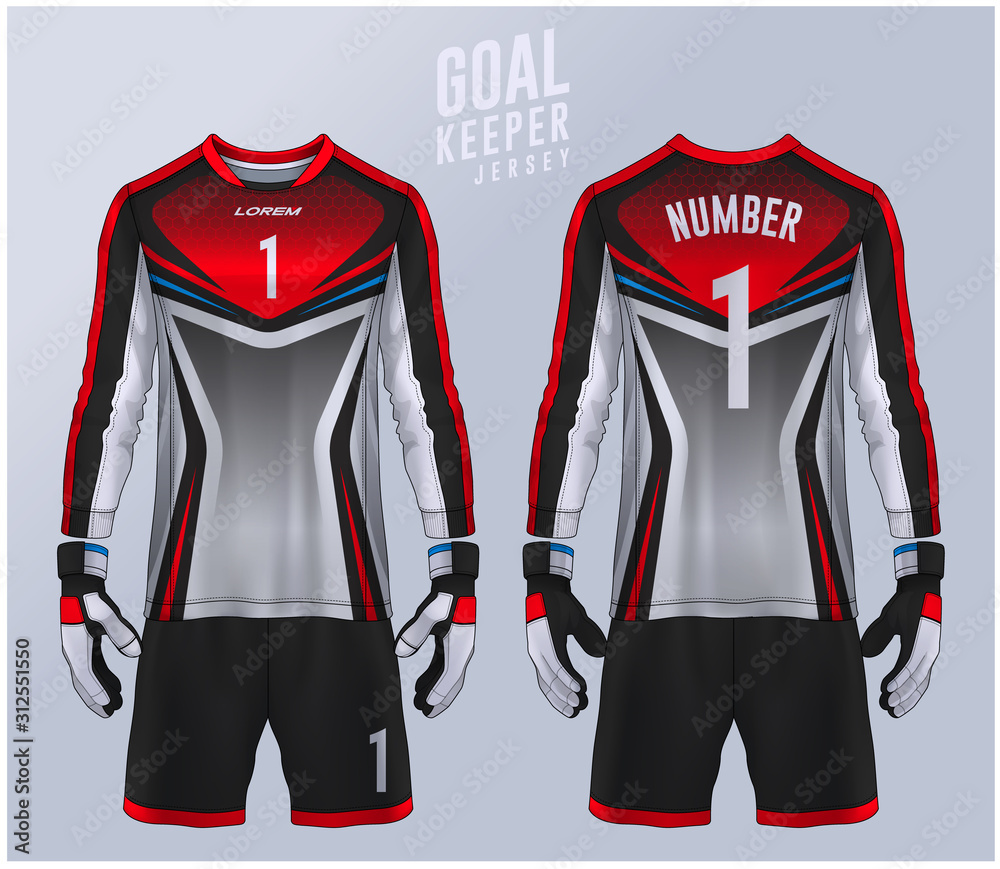 Goalkeeper jersey,t-shirt sport design template, Long sleeve soccer ...