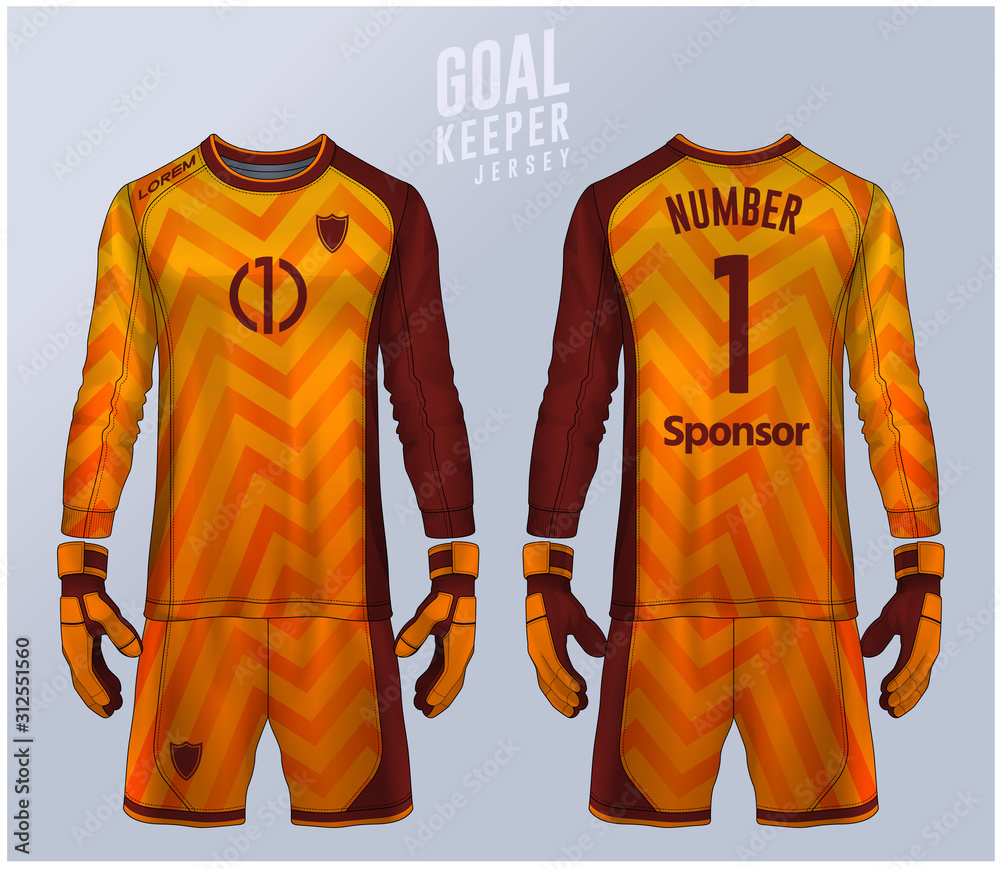 Goalkeeper jersey,t-shirt sport design template, Long sleeve soccer ...