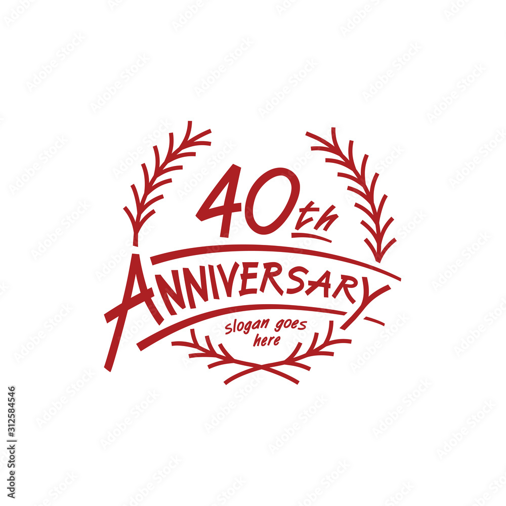 40 years design template. Fortieth years logo. Vector and illustration ...
