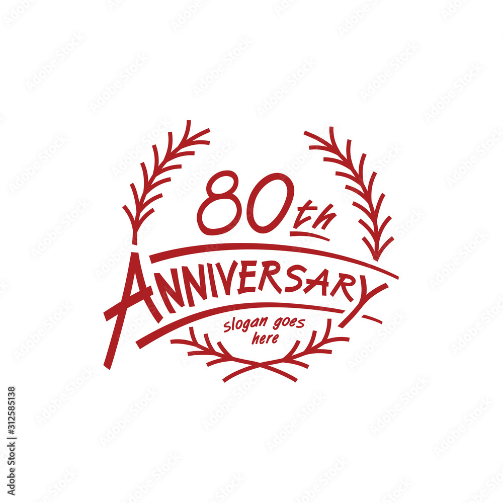 80 years design template. Eightieth years logo. Vector and illustration ...