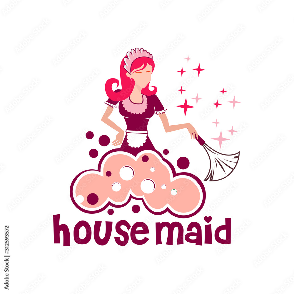 Housemaid Logo Stock Vector Illustration. unique maid logo. cleaning ...