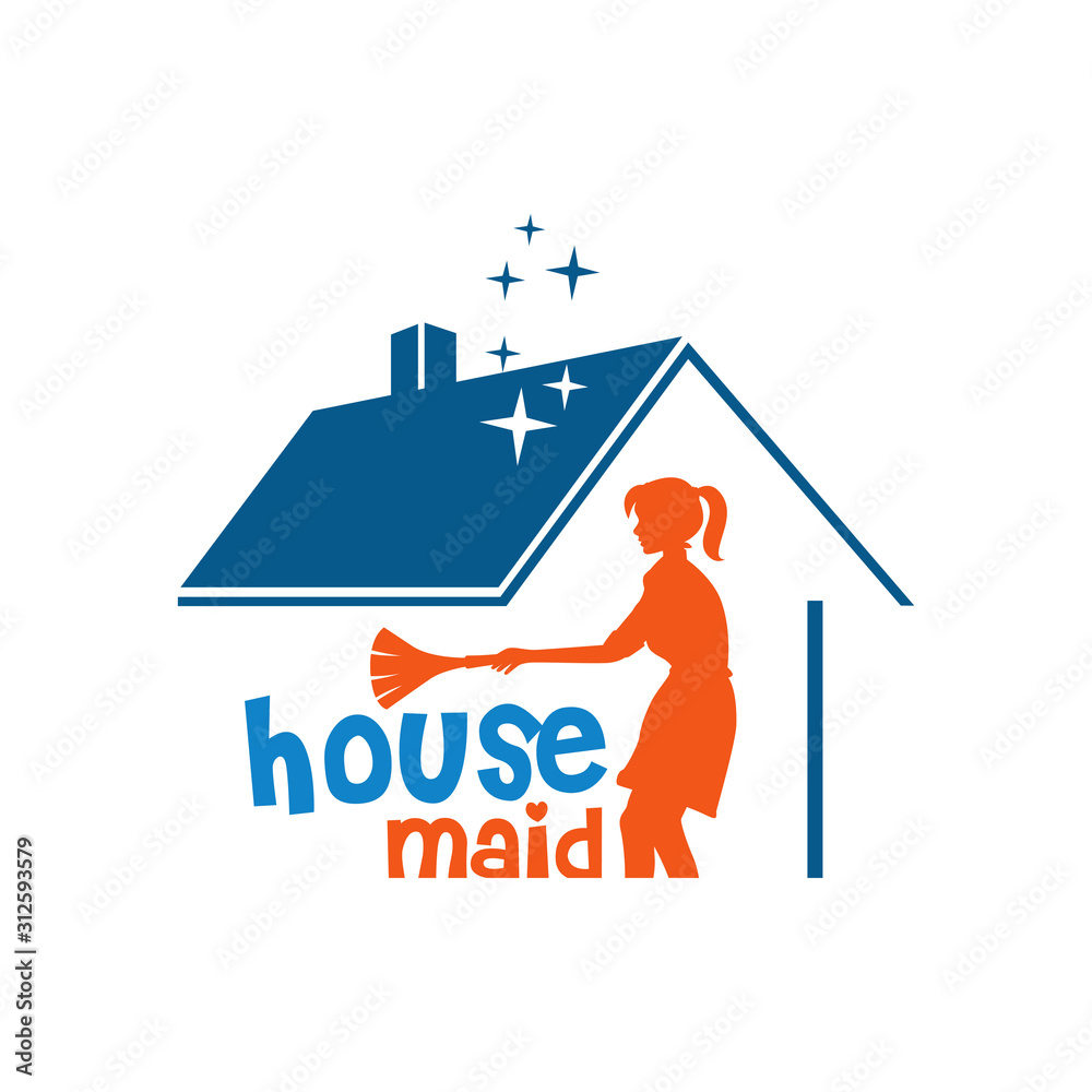 Housemaid Logo Stock Vector Illustration. unique maid logo. cleaning ...