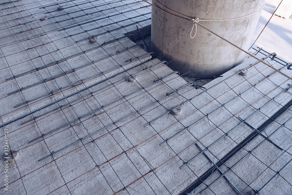 Deformed steel bars. Steel structure construction, structure of ...