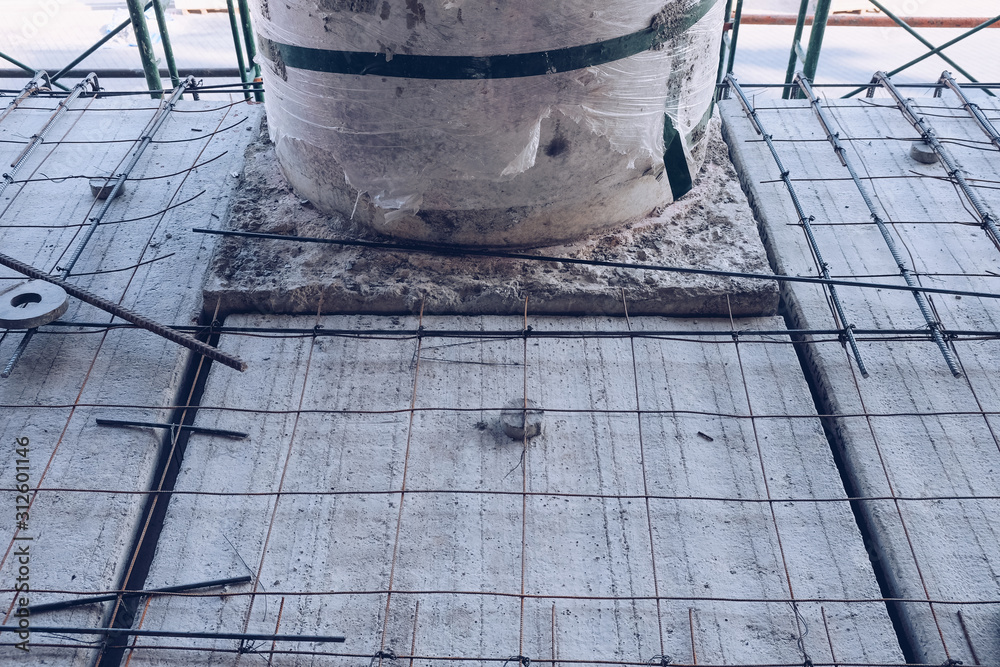 Deformed steel bars. Steel structure construction, structure of ...