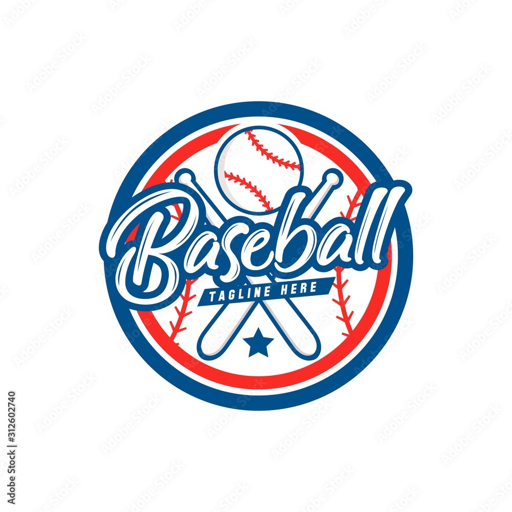 Baseball Logo Design Vector Template Stock Vector | Adobe Stock