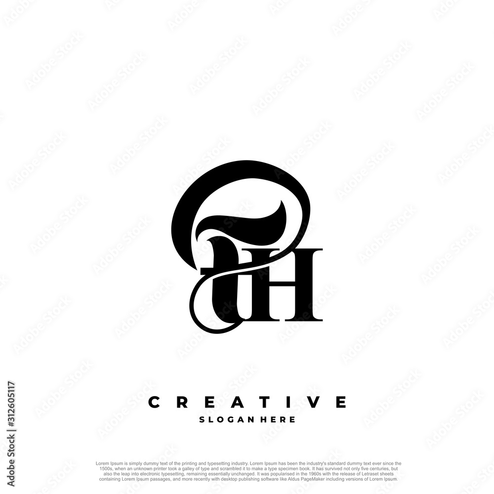 Logo Text Initial Letter FH Luxury Monogram. overlapping interlock logo ...