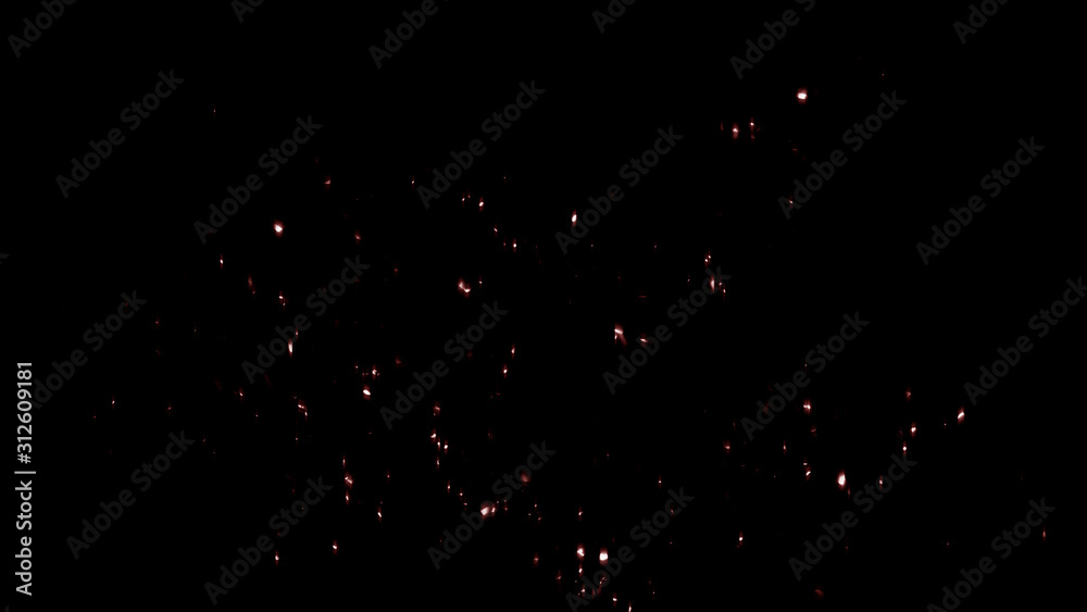 Burning fire sparks fly from large fire in the night sky. Burning ...