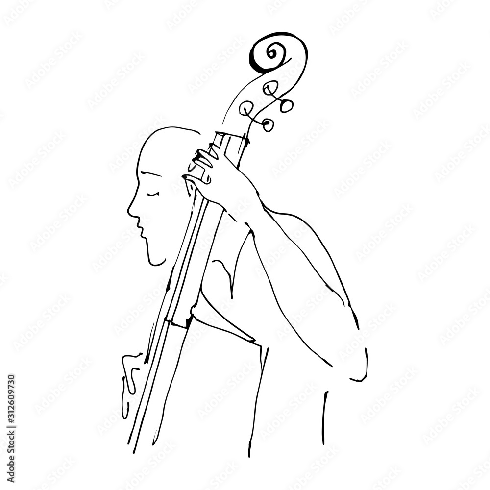 Double Bass Instrument Drawing