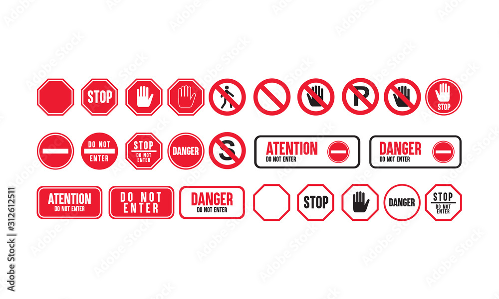 Traffic stop, restricted and dangerous vector signs isolated ...