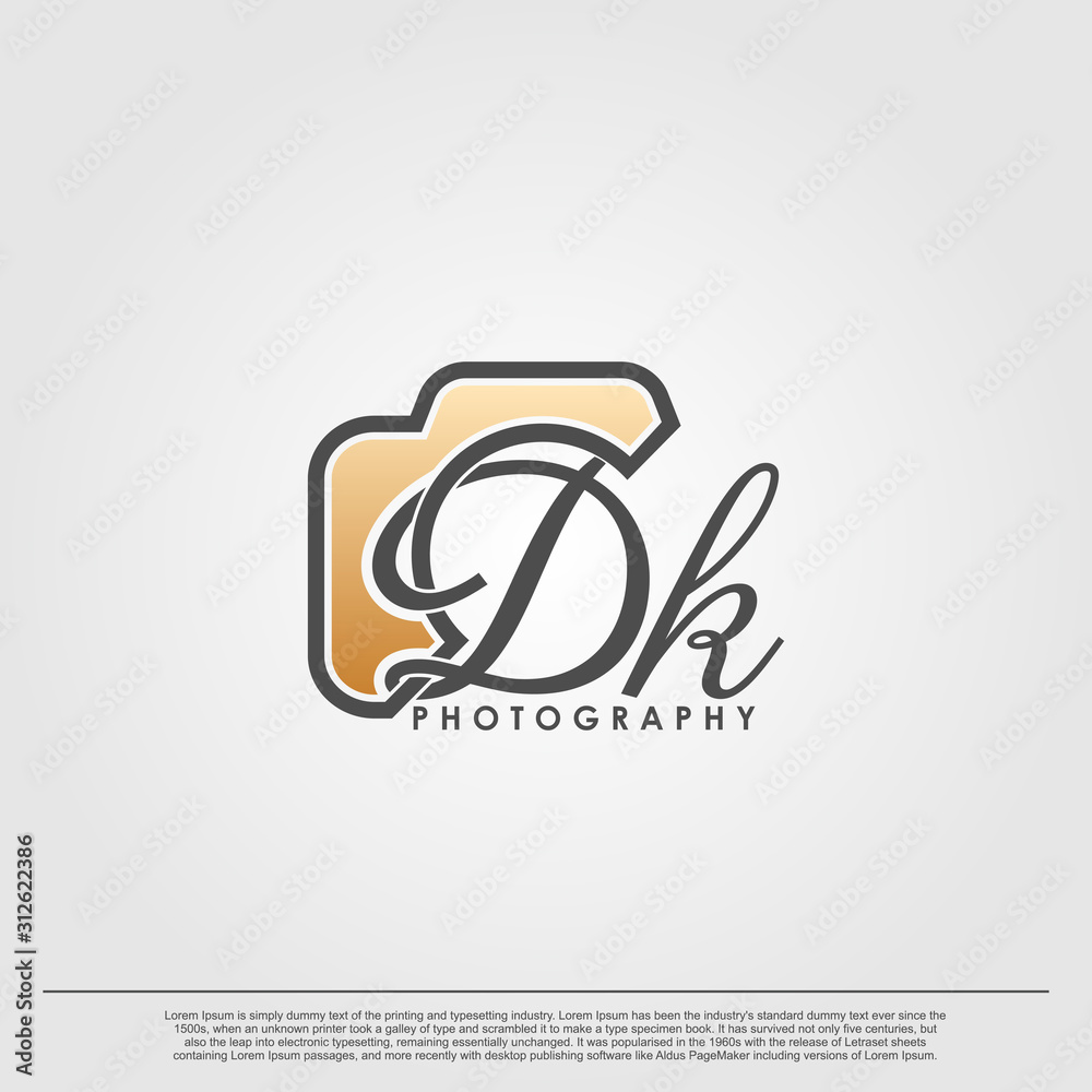 Initial Letter DK with camera. Logo photography simple luxury vector ...