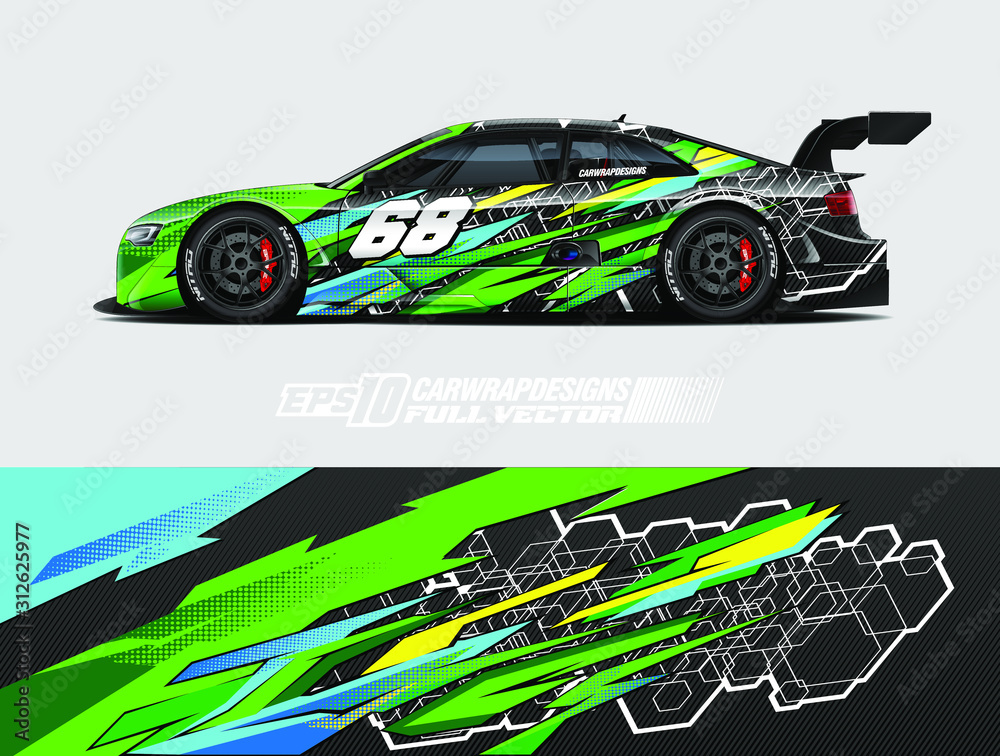 Car wrap design vector. Graphic abstract stripe racing background kit ...