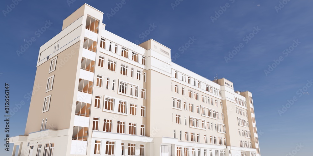 Image of a 3D model of a multi-storey building Stock Illustration ...