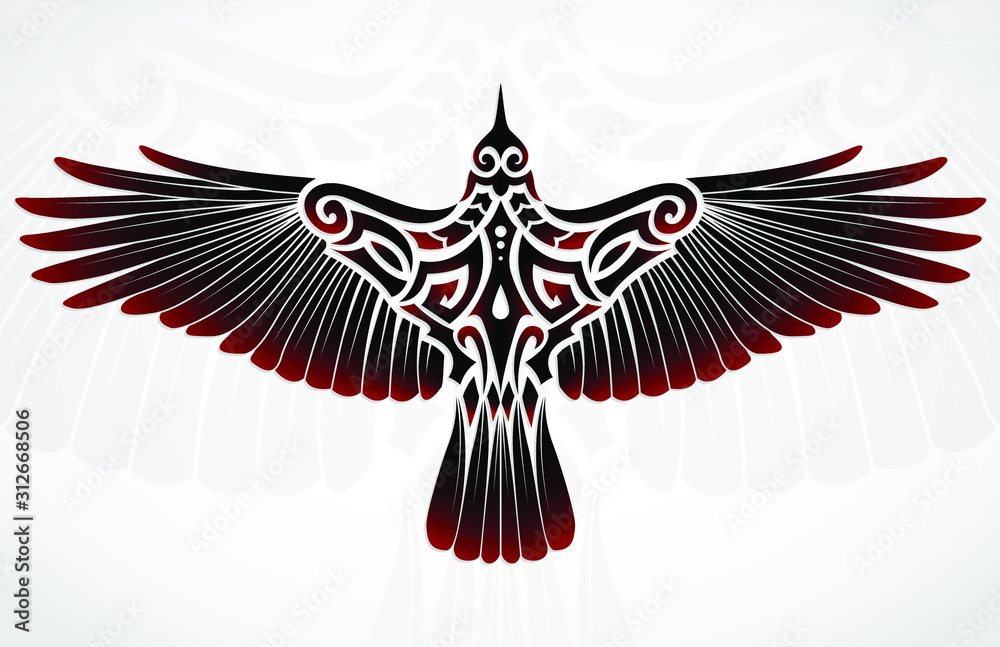 crow ornamental decorative color symbol Stock Vector | Adobe Stock