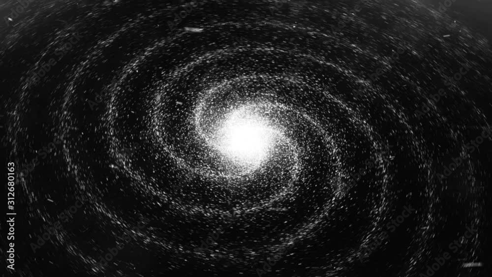 Abstract animation of spiral galaxy rotation in space with billion of ...