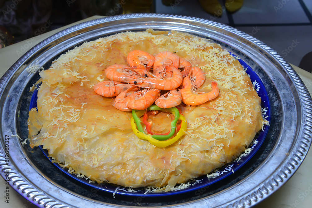 Moroccan Chicken Bastila One of the most famous food in Morocco Stock ...