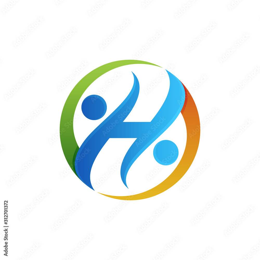 Human letter h logo, people hub, initial letter h logo, vector ...