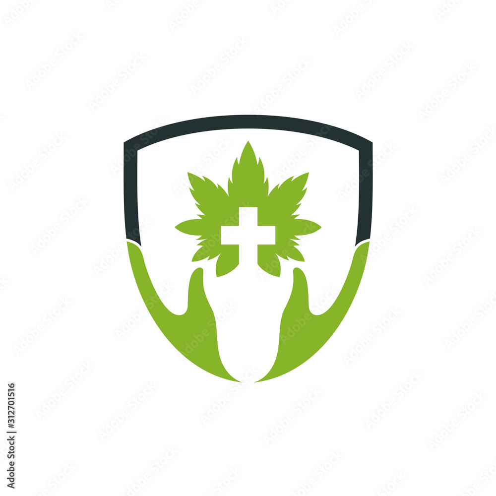 Shield cannabis medical logo, CBD cannabis marijuana leaf vector ...
