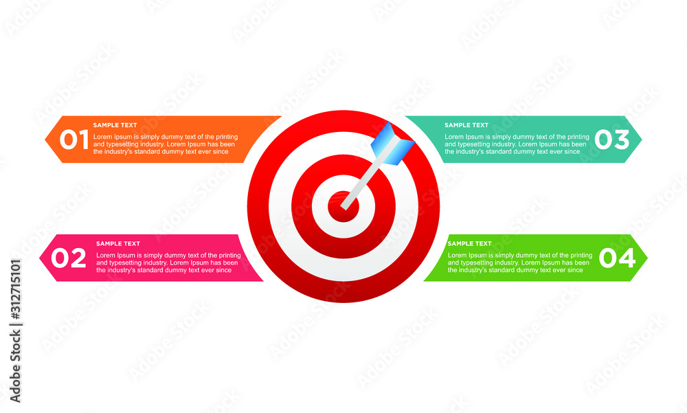 infographic target with 4 step element. Business concept with four ...