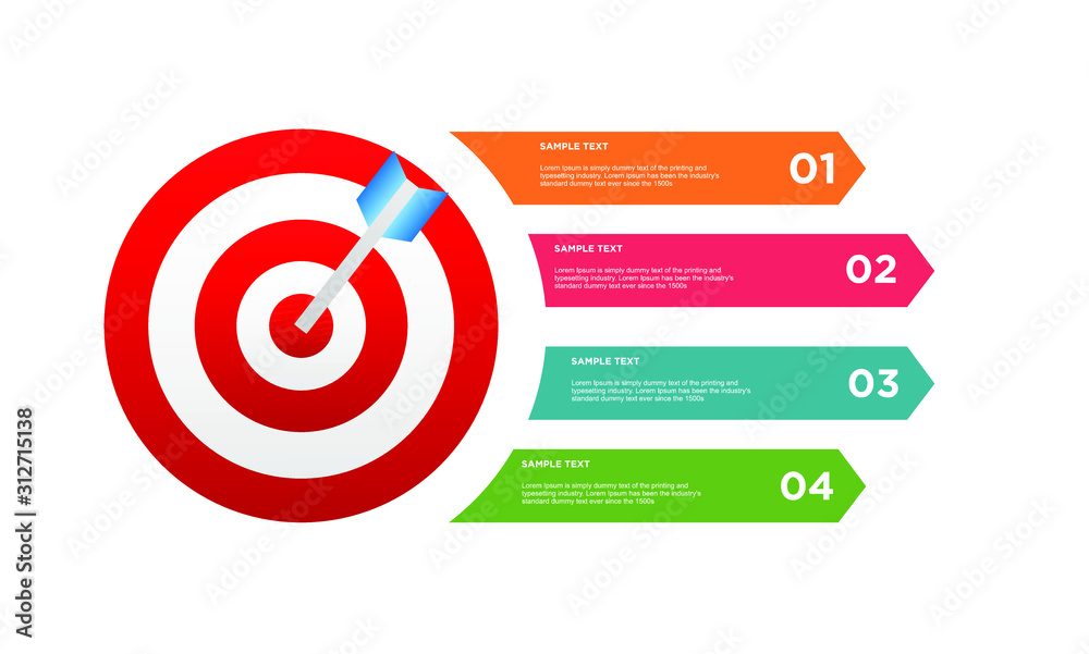 infographic target with 4 step element. Business concept with four ...