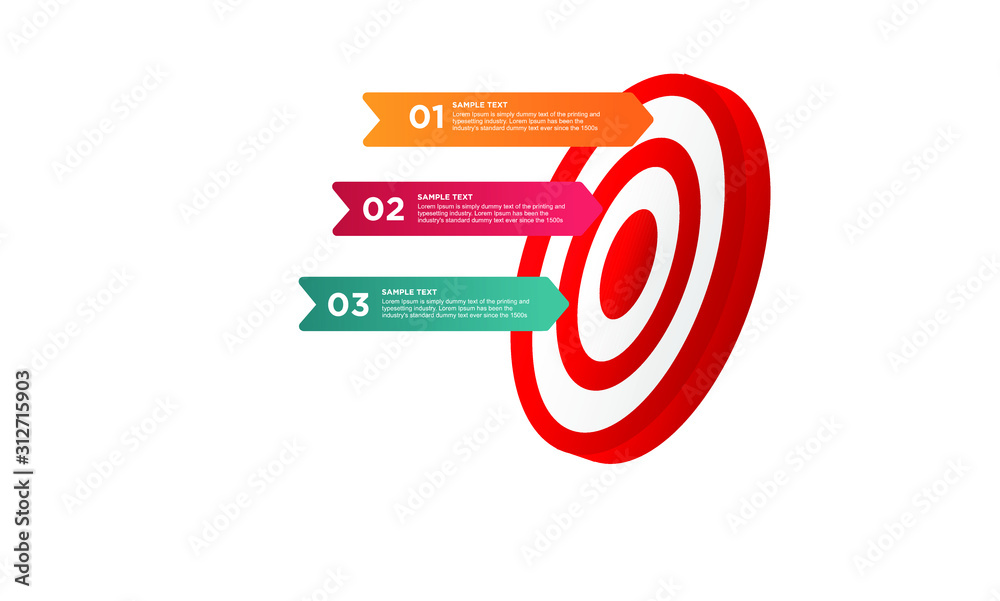 infographic target with 3 step element. Business concept with three ...