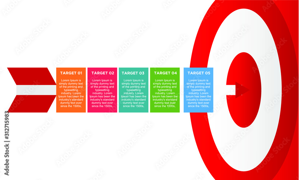 infographic target with 5 step element. Business concept with five ...