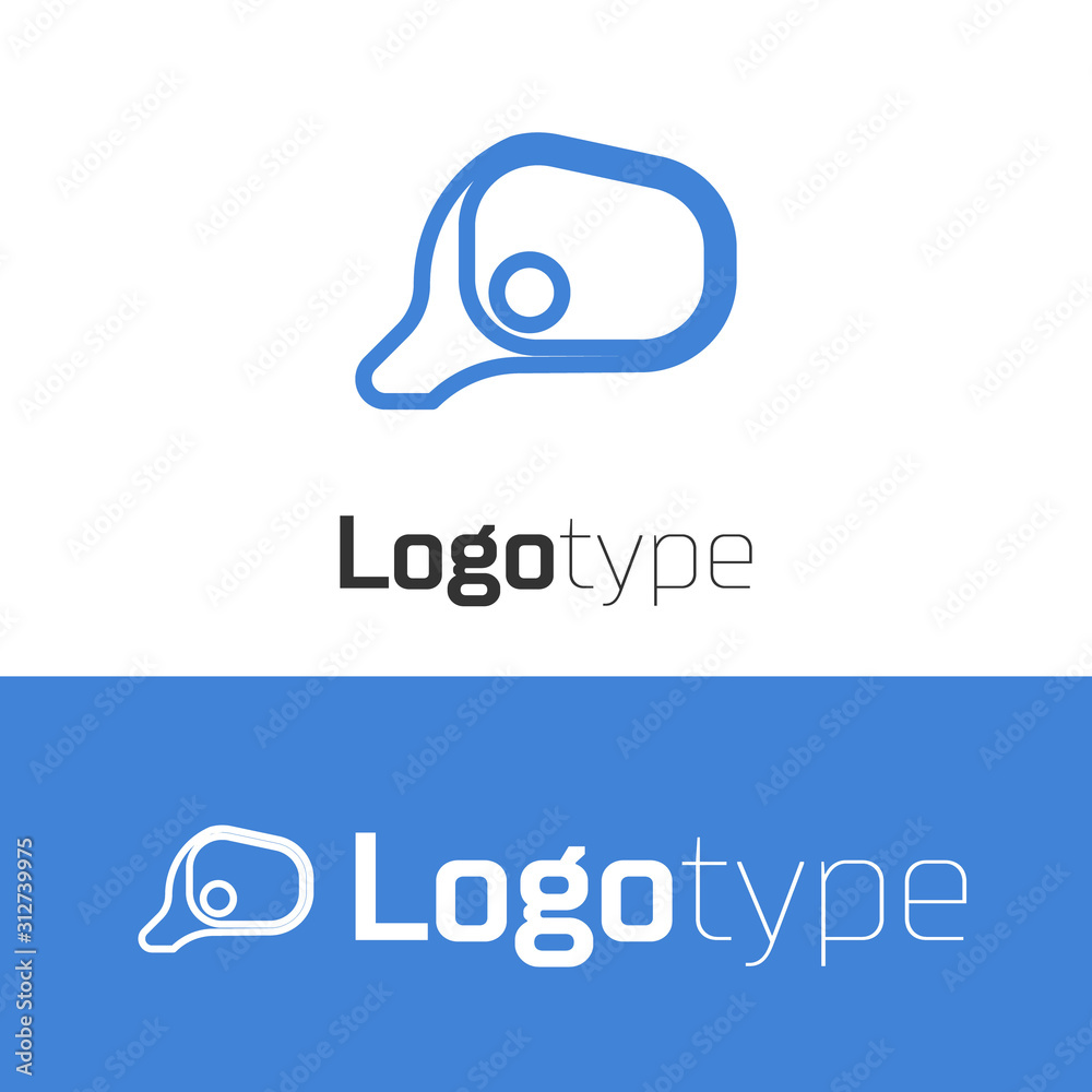 Blue line Car mirror icon isolated on white background. Logo design ...